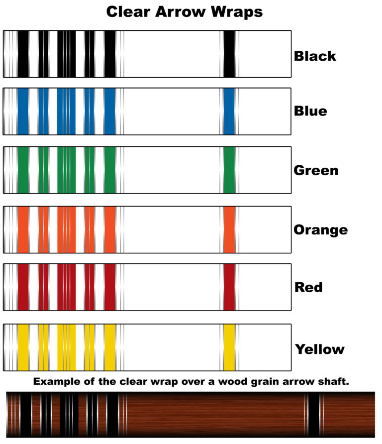 Clear Traditional 11 Arrow Wraps with Cresting (11 Colors Available ...