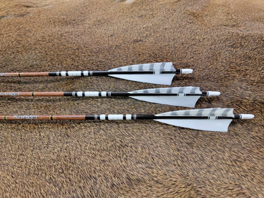 Traditional 1 Black with White Crests Ranger Wood Grain Carbon Arrows ...