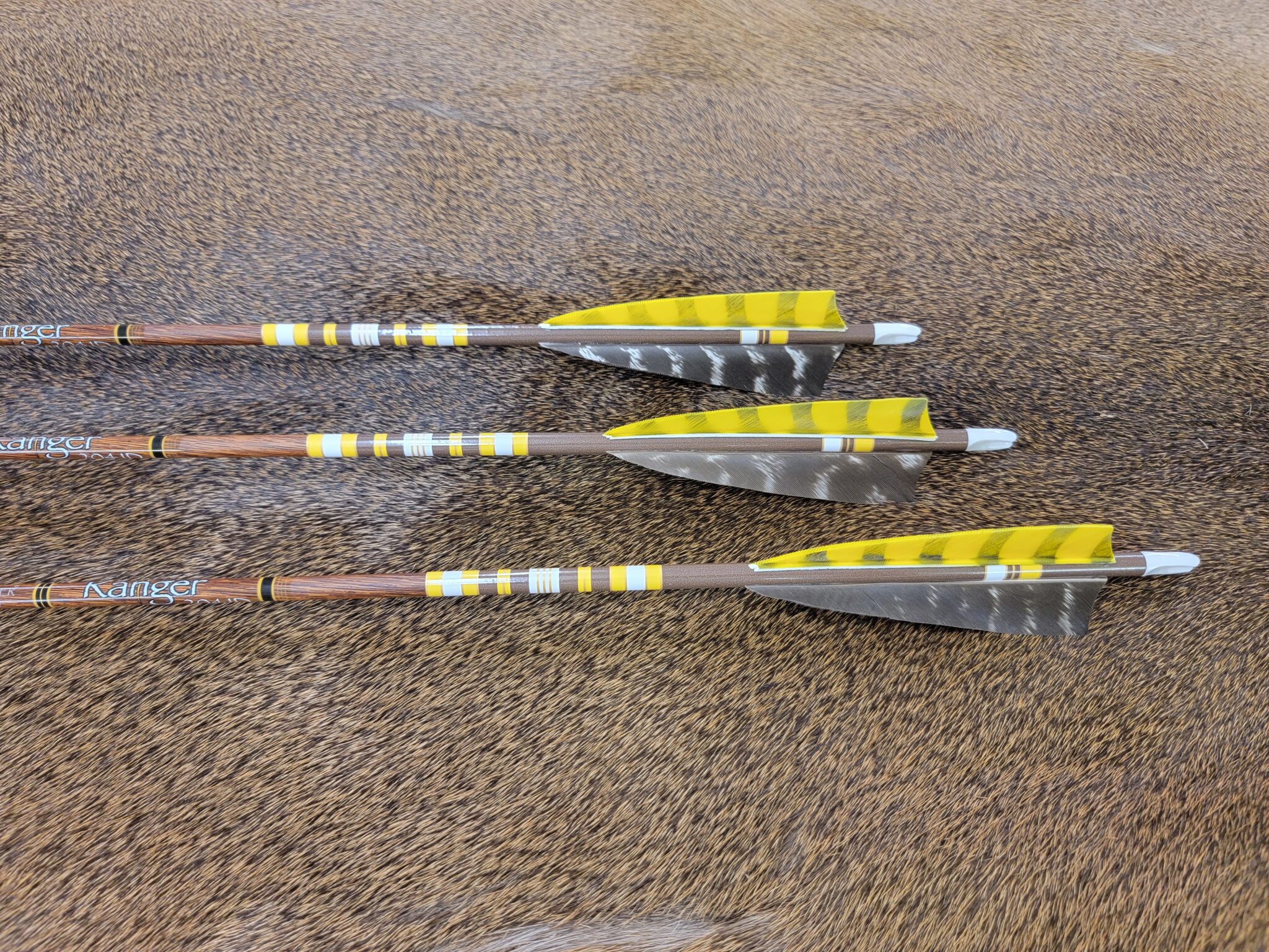 Traditional 16 Brown with Yellow Crests Ranger Wood Grain Carbon Arrows ...