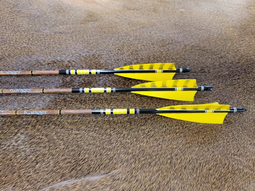 Traditional 1 Black with Yellow Crests Ranger Wood Grain Carbon Arrows ...